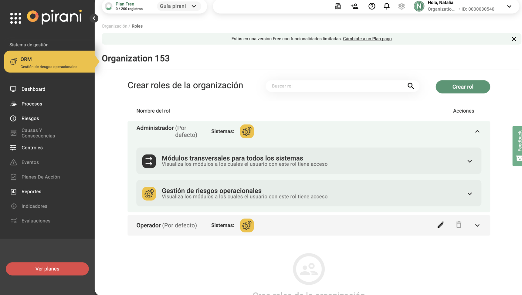 ¿Qué puedo hacer en el Plan Free de Pirani?
