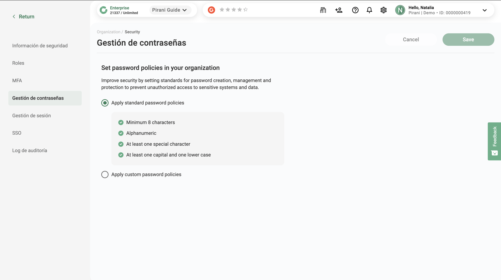 How does the Password Management section work?
