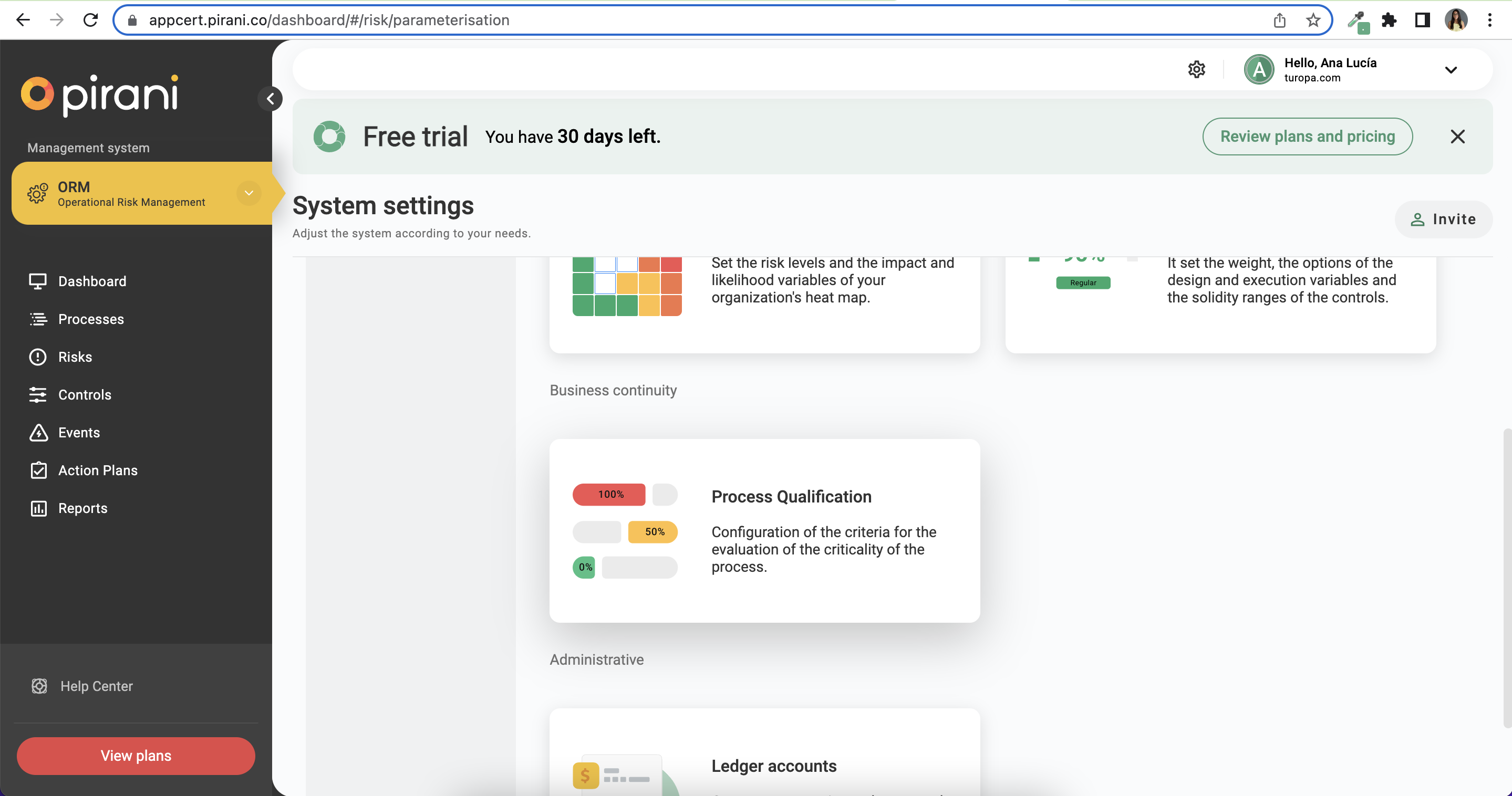 Business impact rating